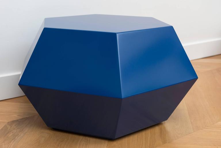 Lacquered Navy Faceted Cocktail Table For Sale at 1stDibs