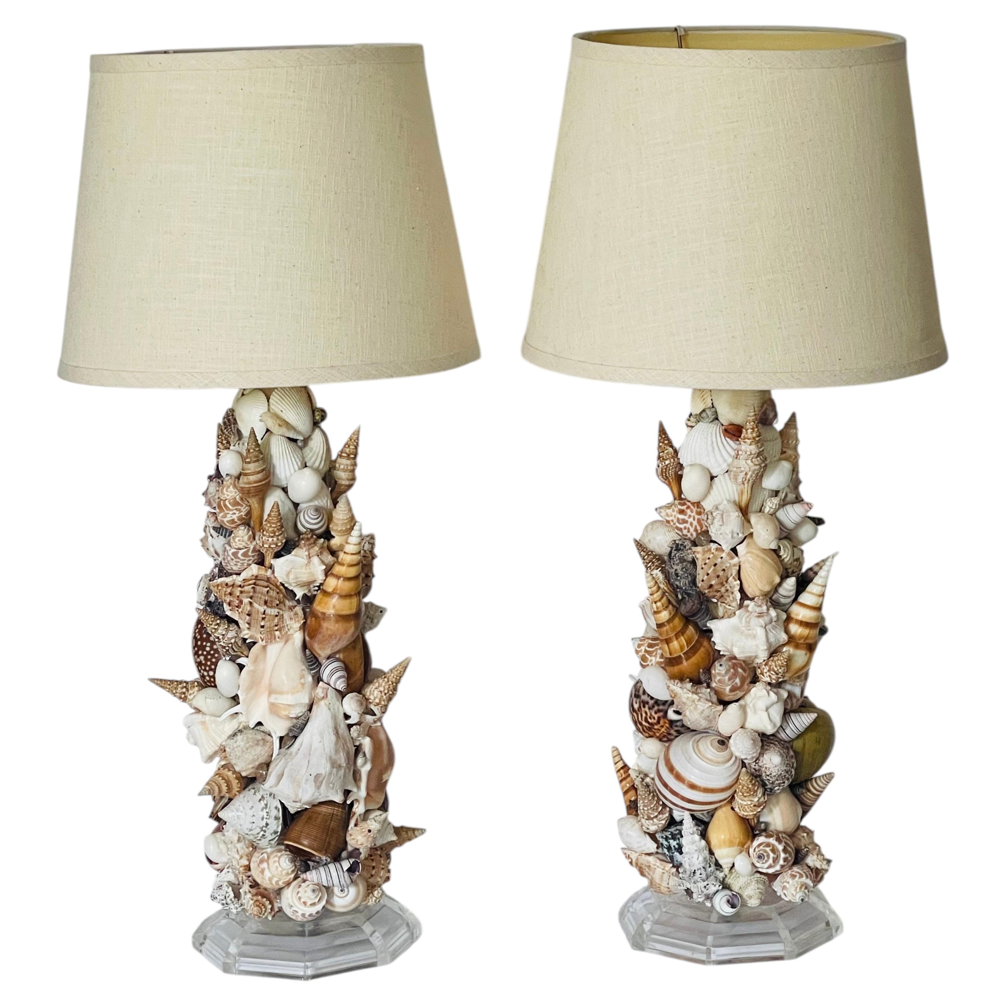 Whimsical Pair Of Marine Themed Coral Shell Seaweed And Rock Crystal ...