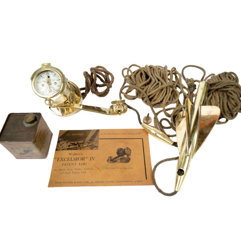 Brass Log Signed Walker’s Excelsior IV Patent Log, 1920 circa at 1stDibs