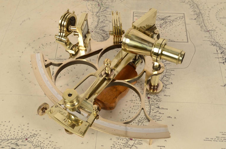 1870s Brass Nautical Sextant Signed Combes Antique Marine Navigation ...