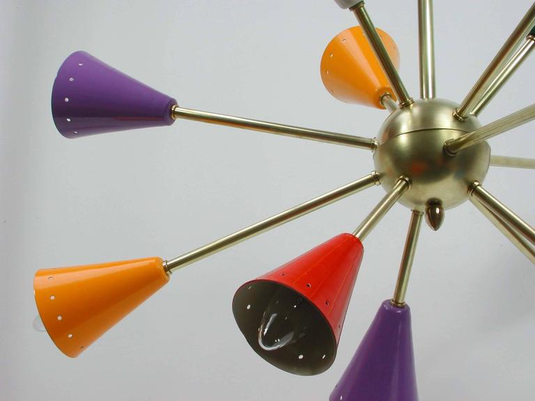 1950s Italian Multi Color Sputnik Chandelier in the Manner of Stilnovo ...