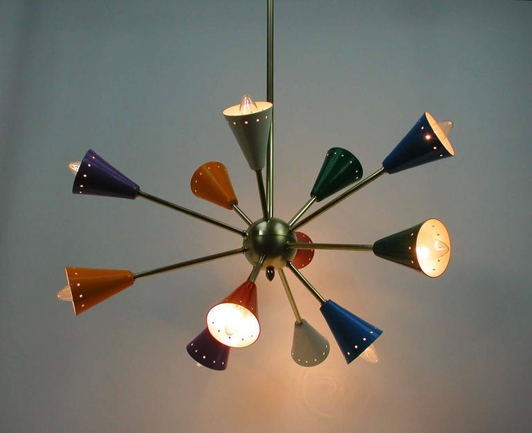1950s Italian Multi Color Sputnik Chandelier in the Manner of Stilnovo ...