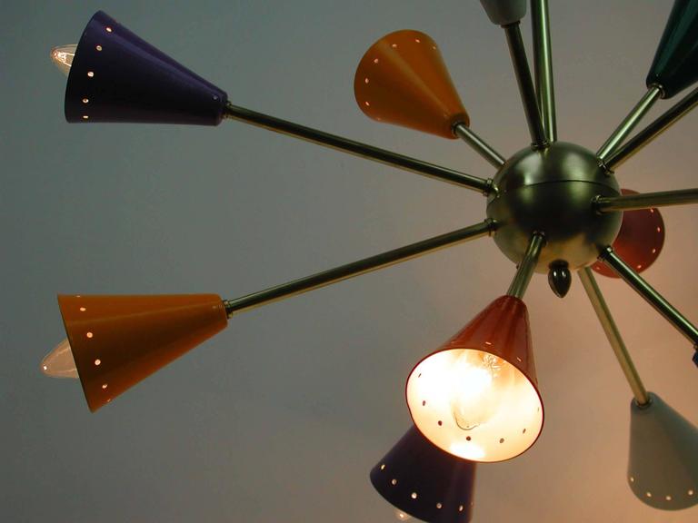 1950s Italian Multi Color Sputnik Chandelier in the Manner of Stilnovo ...