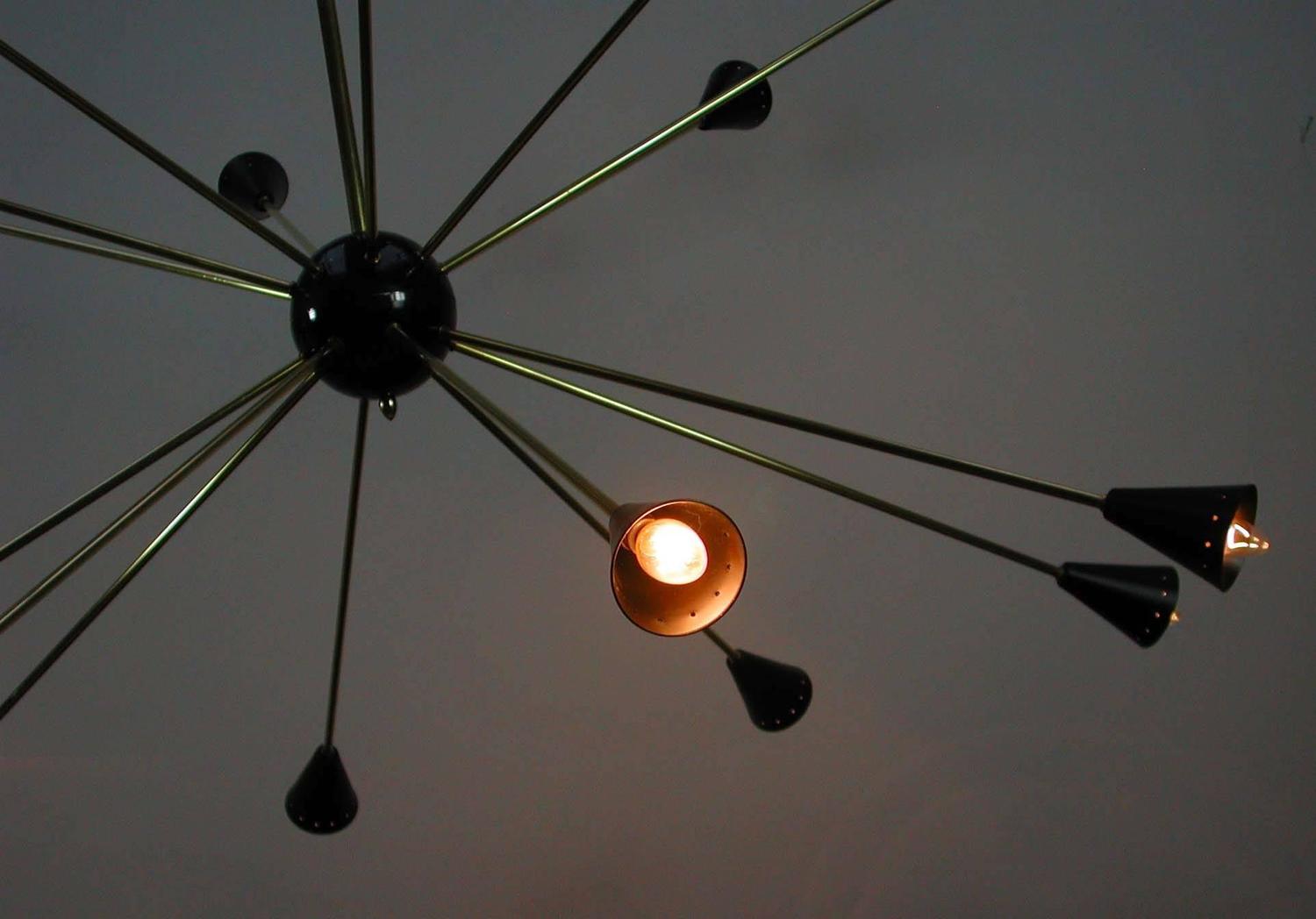 Italian, 1950s Sputnik 16-Light Chandelier in the Manner of Stilnovo ...