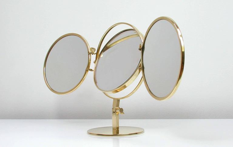 Mid-Century Italian Brass Triple Folding Vanity Table Mirror, 1950s at ...