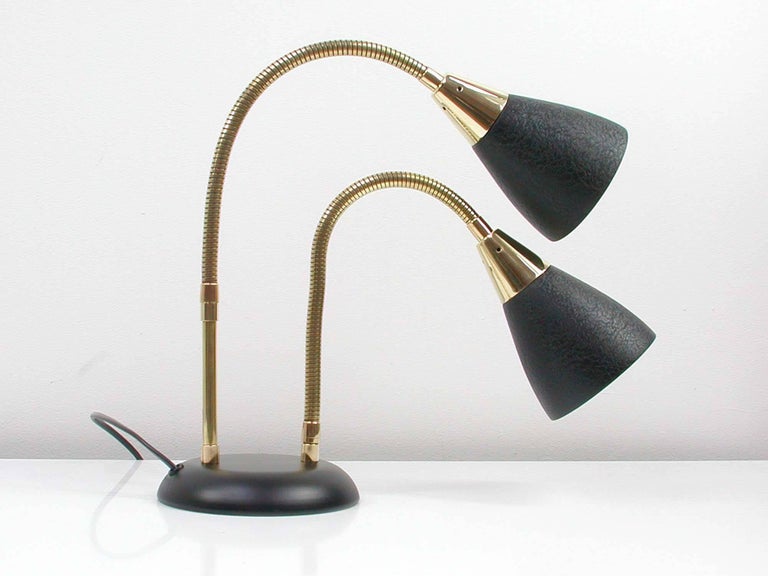 Mid-Century Italian Double Gooseneck Table Lamp, 1950s at 1stDibs