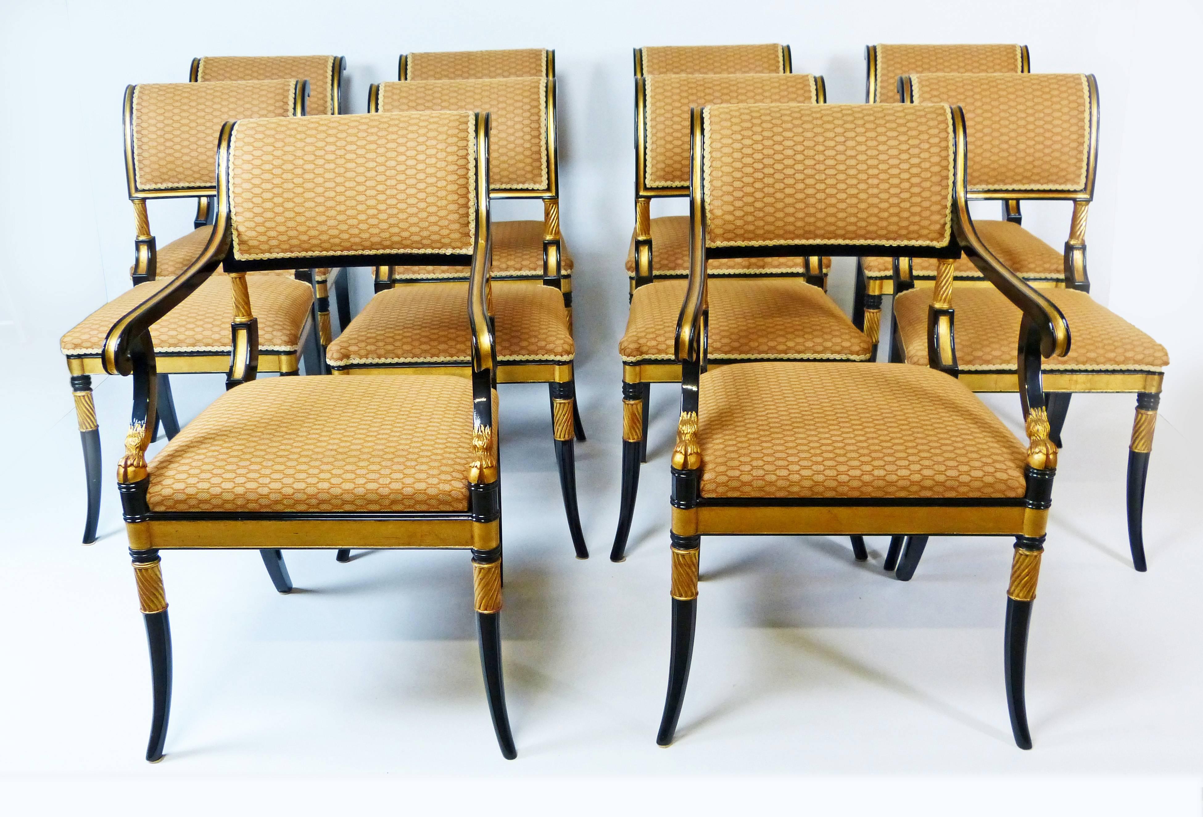 Ten Outstanding Regency Style Dining Chairs Incl, Two Armchairs at 1stDibs