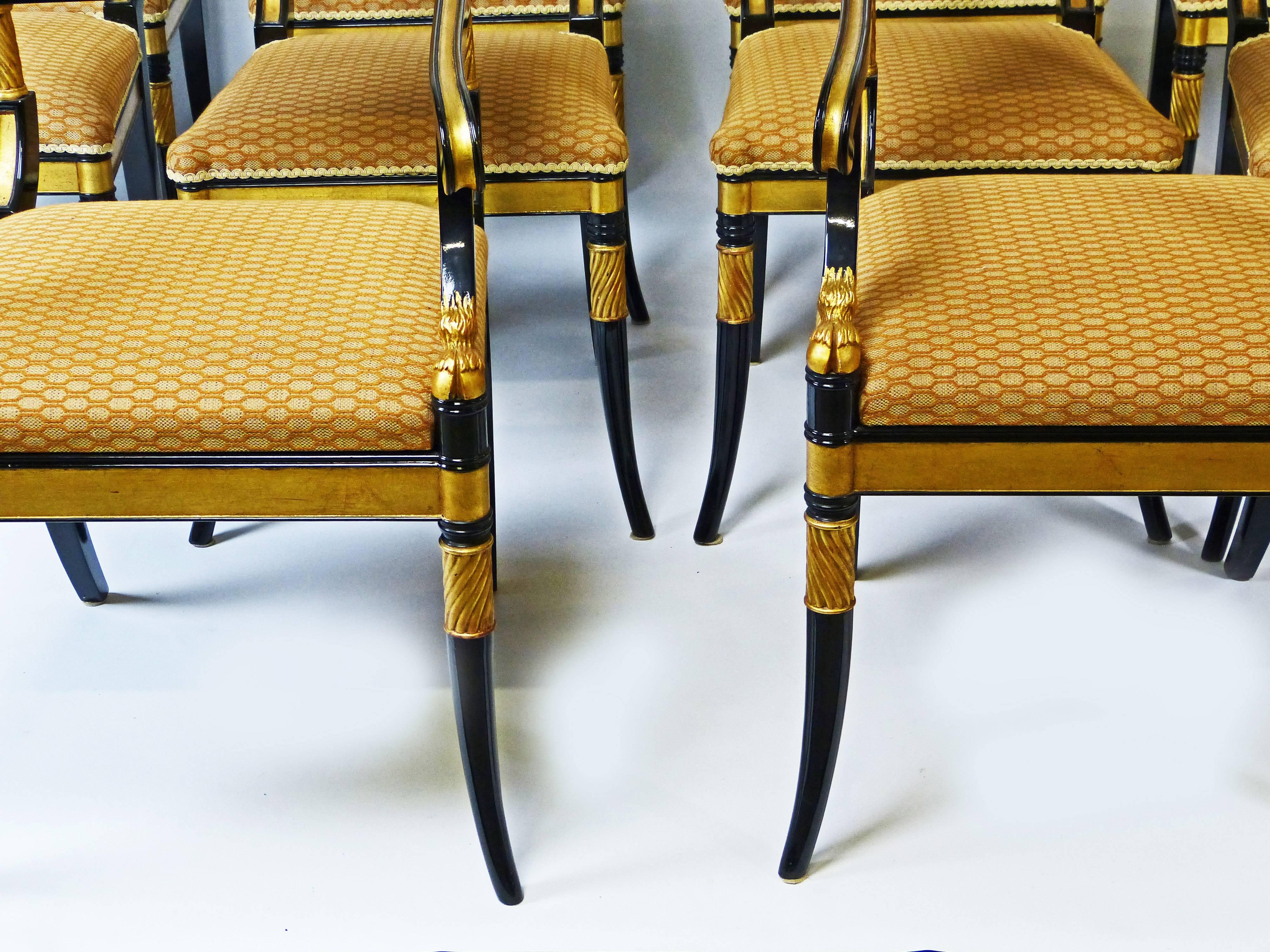 Ten Outstanding Regency Style Dining Chairs Incl, Two Armchairs at 1stDibs