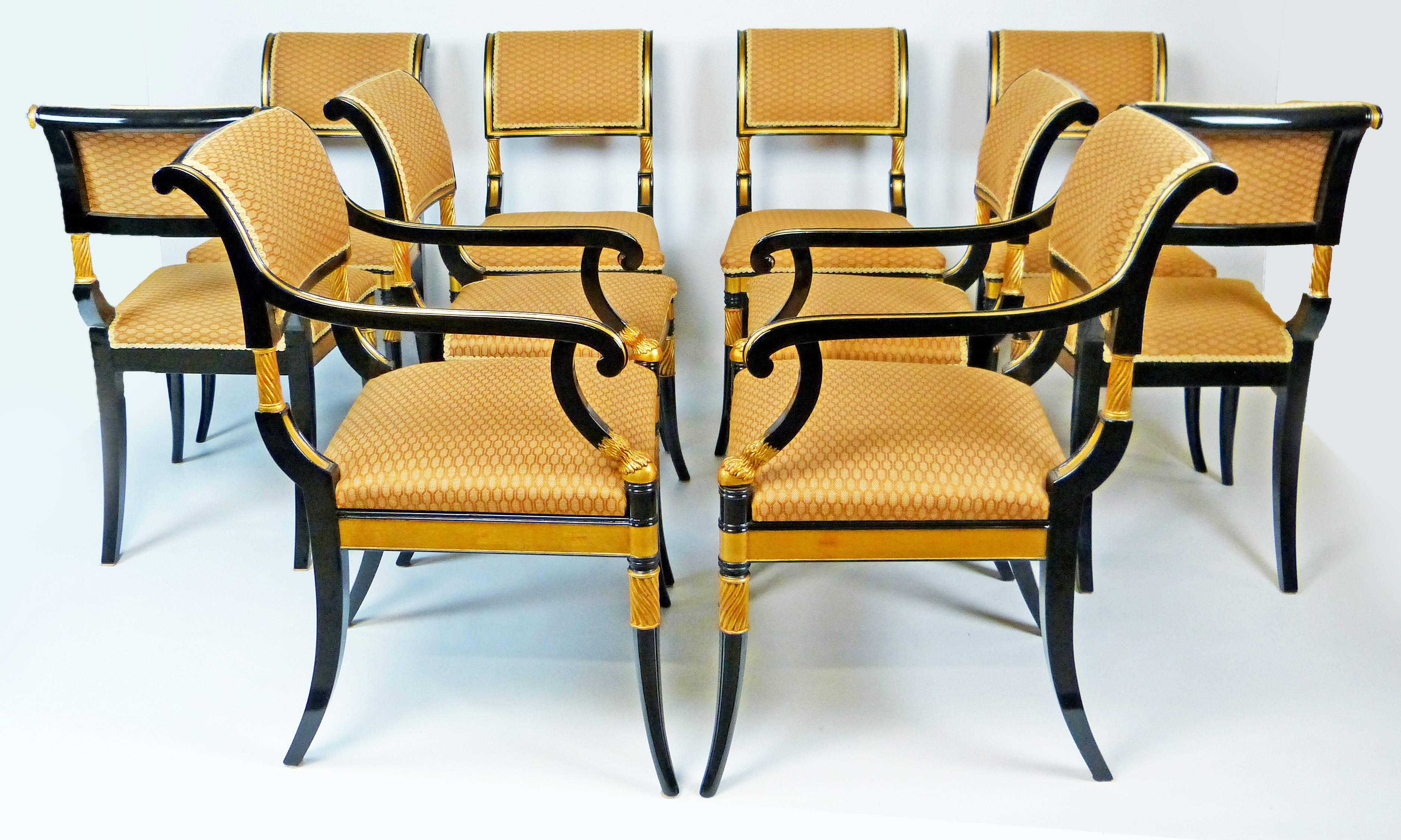 Ten Outstanding Regency Style Dining Chairs Incl, Two Armchairs at 1stDibs