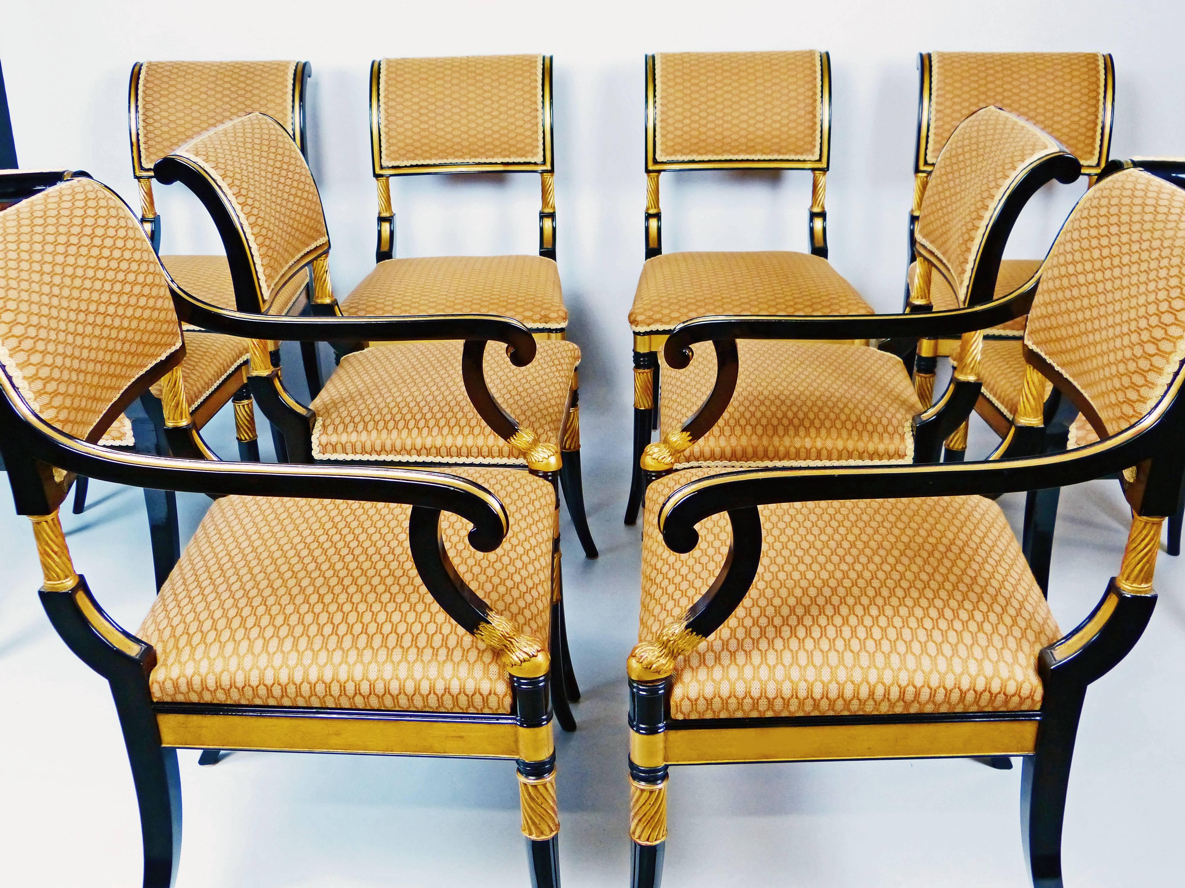 Ten Outstanding Regency Style Dining Chairs Incl, Two Armchairs at 1stDibs