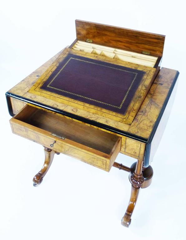 Victorian Davenport Type Desk Rising Lectern Ebony inlaid Burr Walnut ...