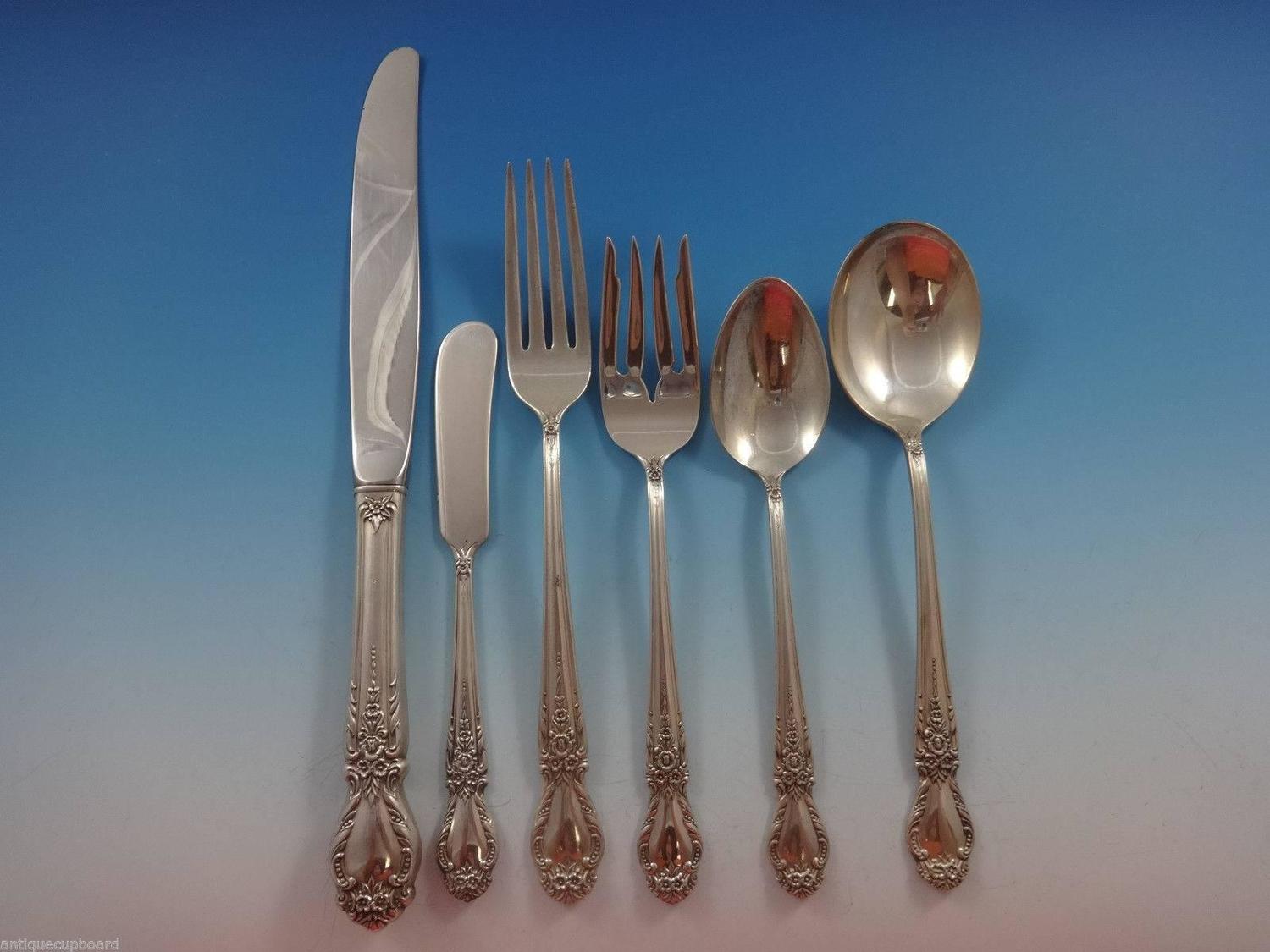 Brocade by International Sterling Silver Flatware Set for 8 Service 50 ...