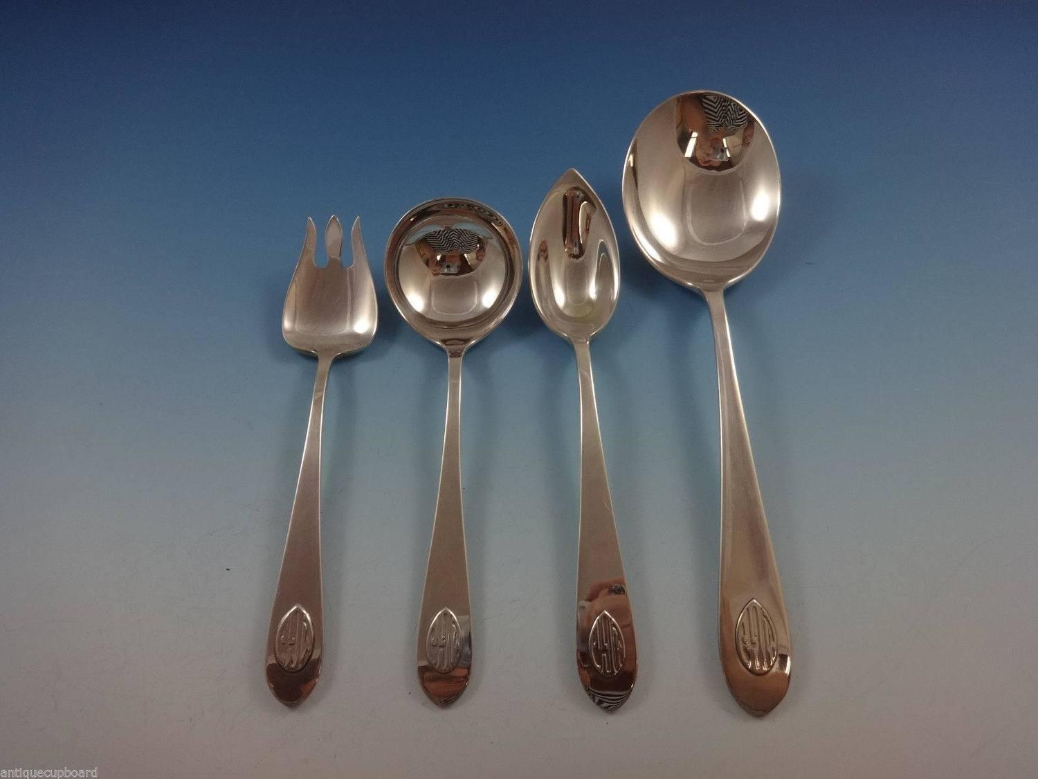 Gorham Plain Sterling Silver Flatware Set Service 102 Pieces, Scarce ...