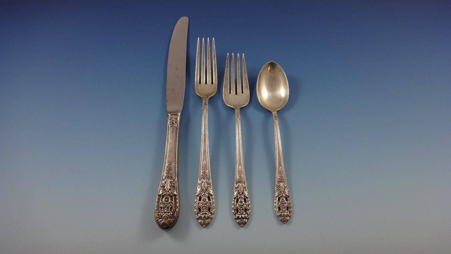 Crown Princess by International Sterling Silver Flatware Set 8 Service ...