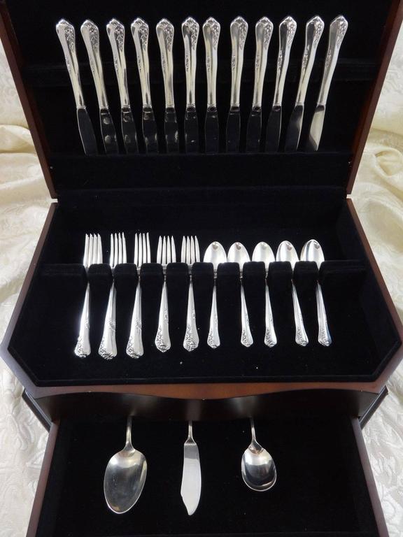 Engagement by Oneida Sterling Silver Flatware Set Service 51 Pieces For ...