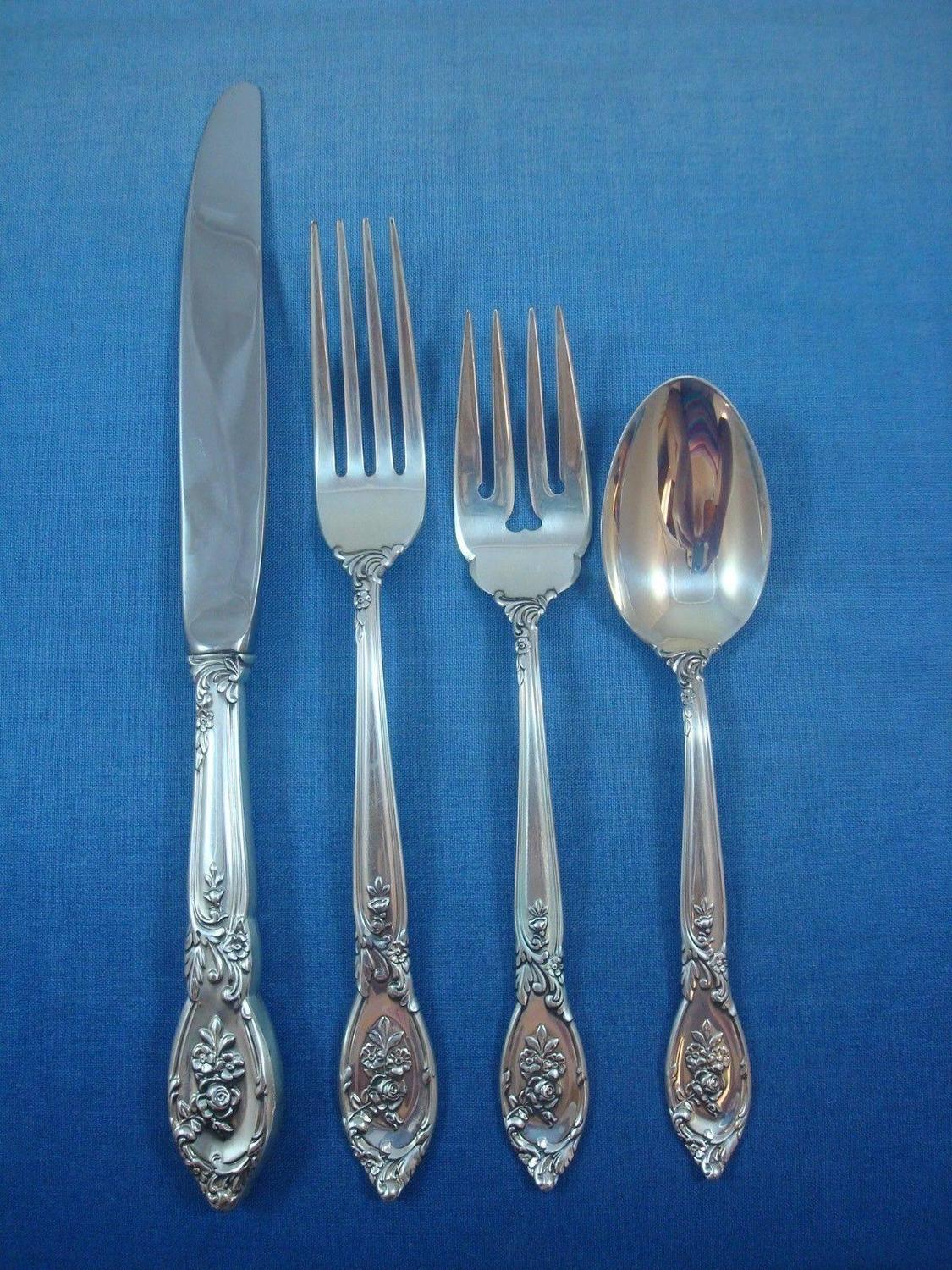 Rose Elegance by Lunt Sterling Silver Flatware Service Set of 63 Pieces ...