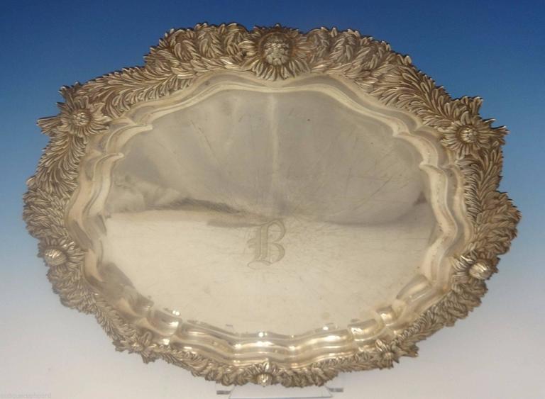 Chrysanthemum by Tiffany Sterling Silver Salver Tray Octagonal Shape ...
