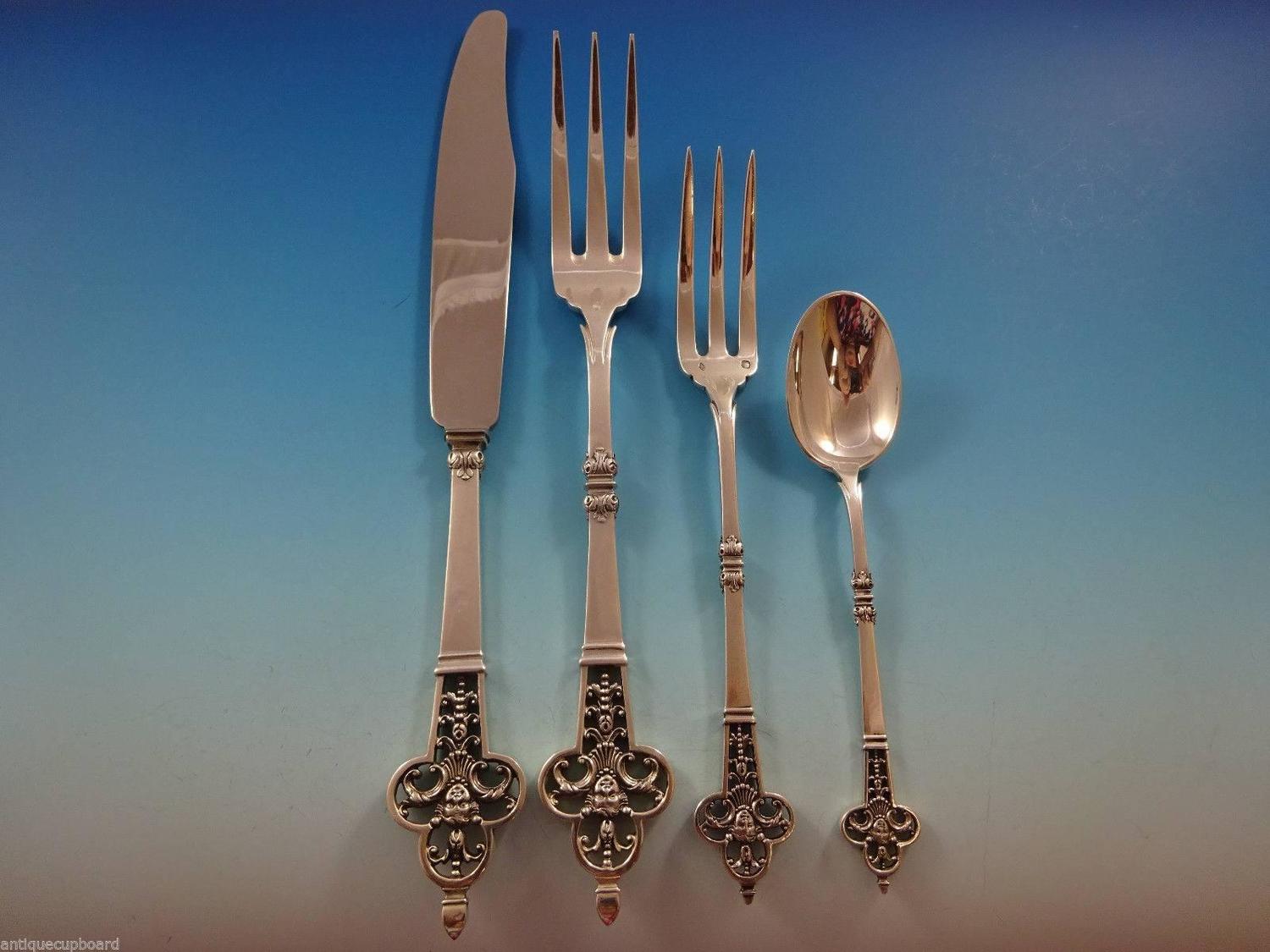 Renaissance by Christofle Sterling Silver Dinner Flatware Set 8 Service ...