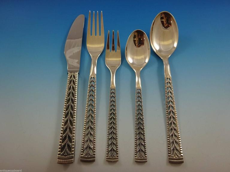 Juvel by Nils Hansen Norway 830 Silver Flatware Set for Service Pierced ...