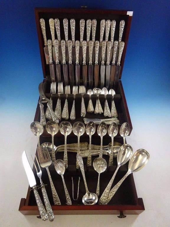 Repousse by Kirk Sterling Silver Flatware Service for 12 Set 143 Pcs ...