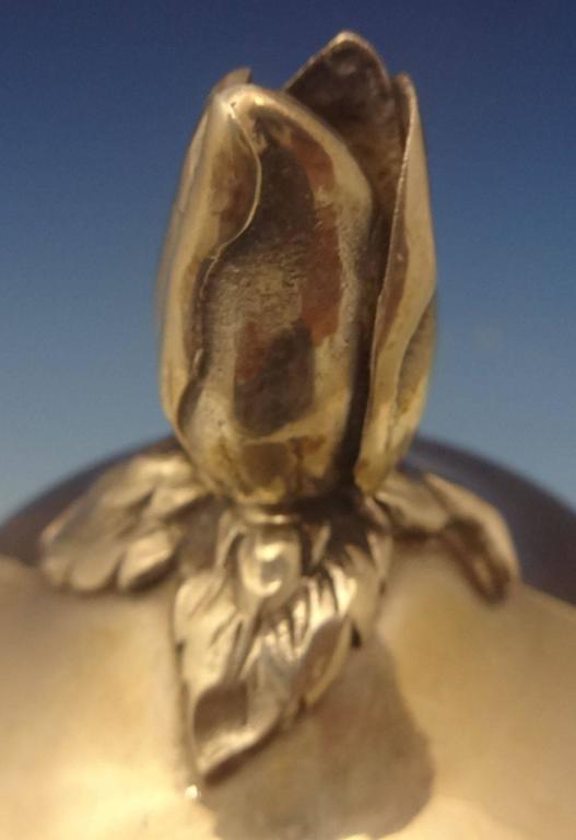 German Sterling Silver Tea Set Six-Piece Handmade w/ Applied Flowers ...