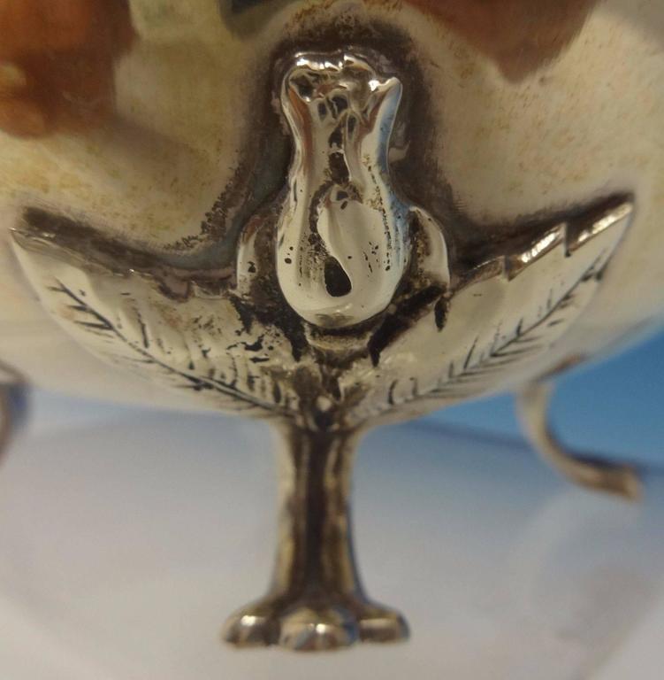 German Sterling Silver Tea Set Six-Piece Handmade w/ Applied Flowers ...