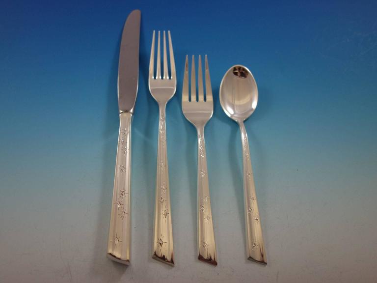 Diamond Star by Stieff Sterling Silver Flatware Set Service 59 Pieces ...