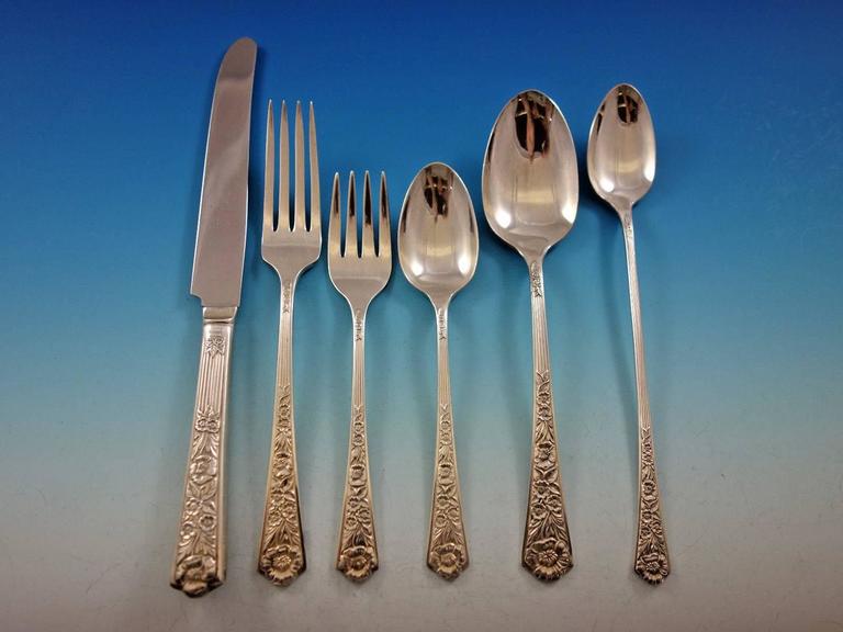 Royal Rose by Century Sterling Silver Flatware Set for 8 Service 50 ...