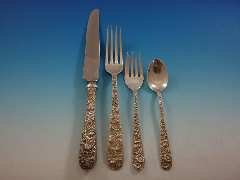 Repousse by Kirk Sterling Silver Flatware Set for 8 Service 61 Pieces ...