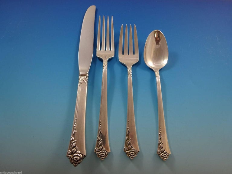 Damask Rose by Oneida Sterling Silver Flatware Set for 12 Service 69 ...