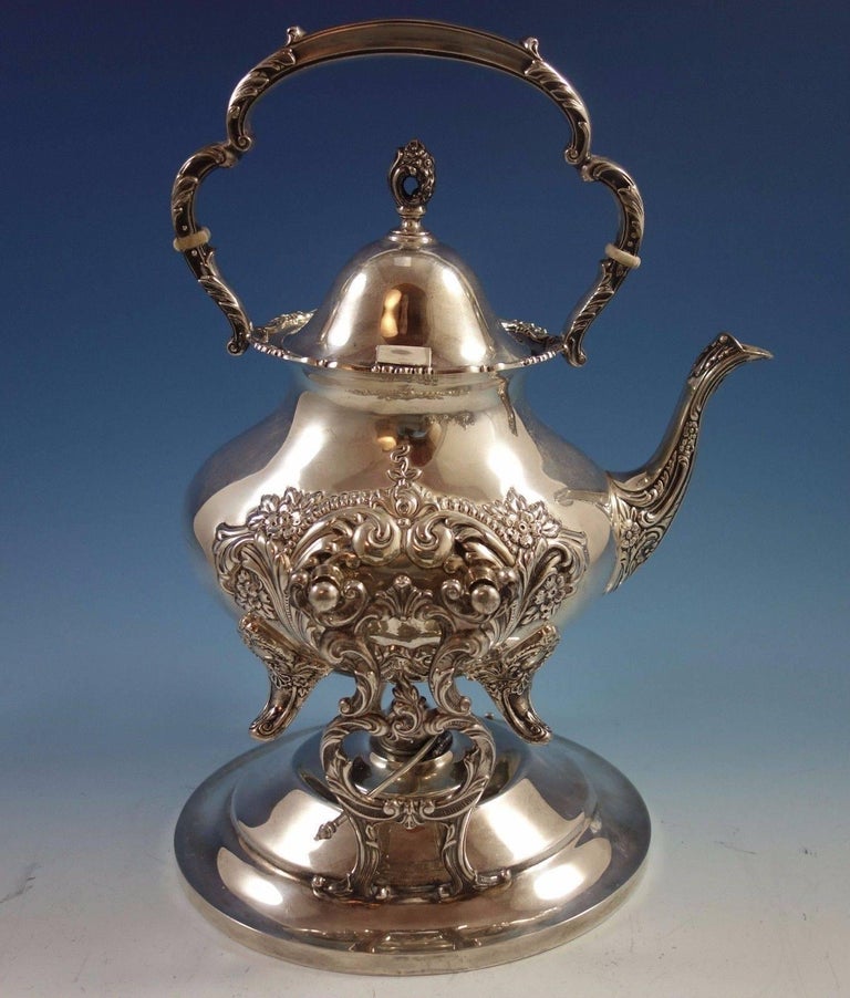 Crest of Windsor by Poole Sterling Silver Six-Piece Tea Set with Tray ...