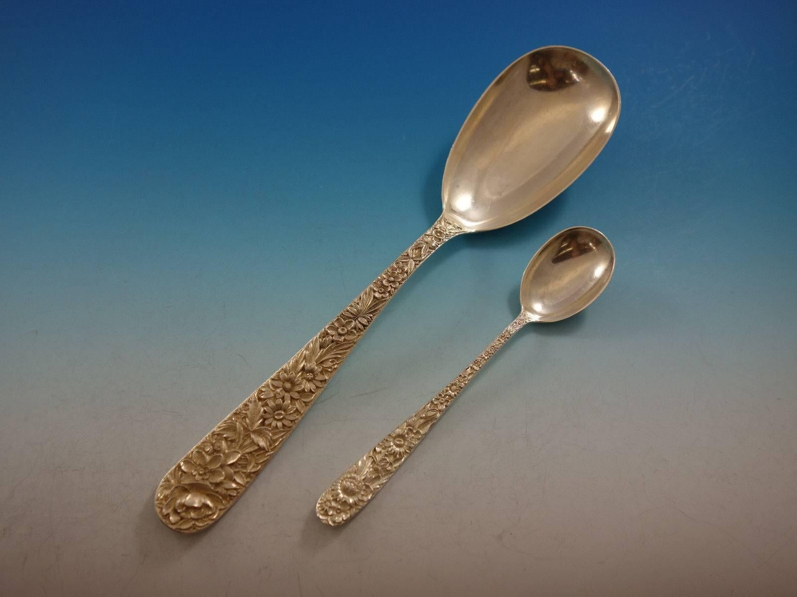 Repousse by Kirk Sterling Silver Flatware Set for 12 Service 134 Pieces ...