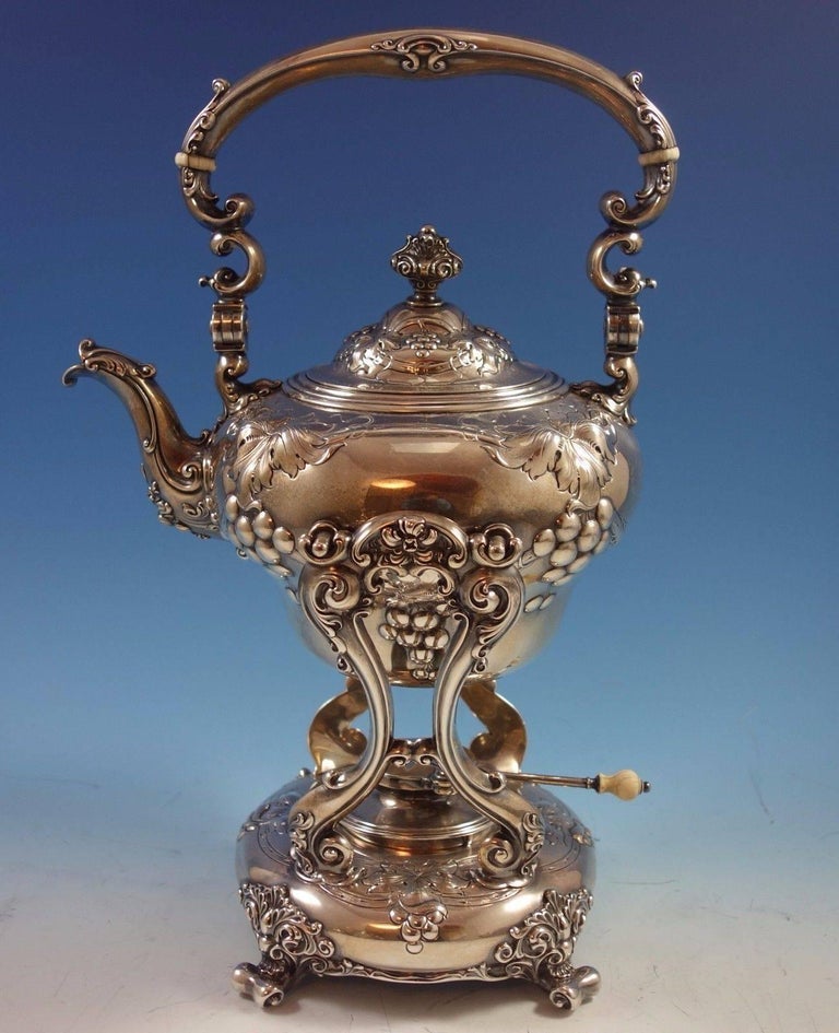 Modernic by Gorham Sterling Silver 6-Piece Tea Set Tray, Grapes 1818B ...