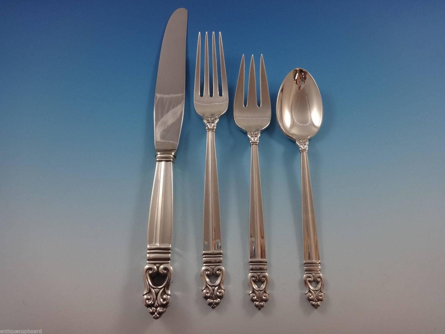 Royal Danish by International Sterling Silver Flatware Set 12 Service ...