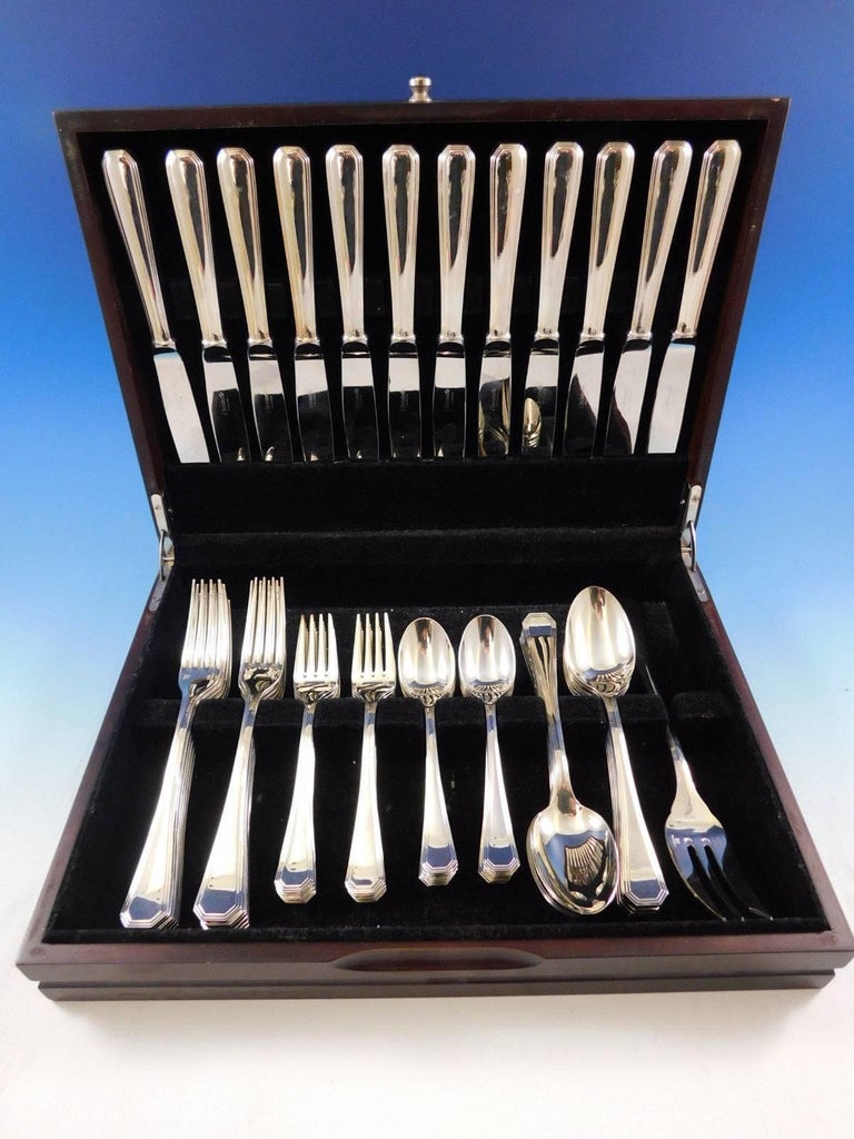 America by Christofle France Silverplate Flatware Set 12 Service 61 pcs ...