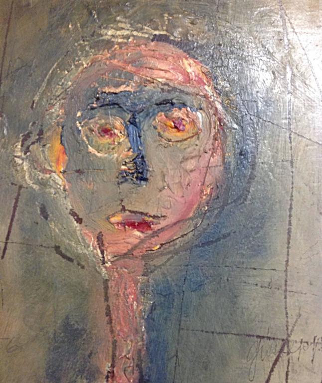 Giuseppe Napoli Large Figural Painting on Salvaged Table Top, 1956 - En ...