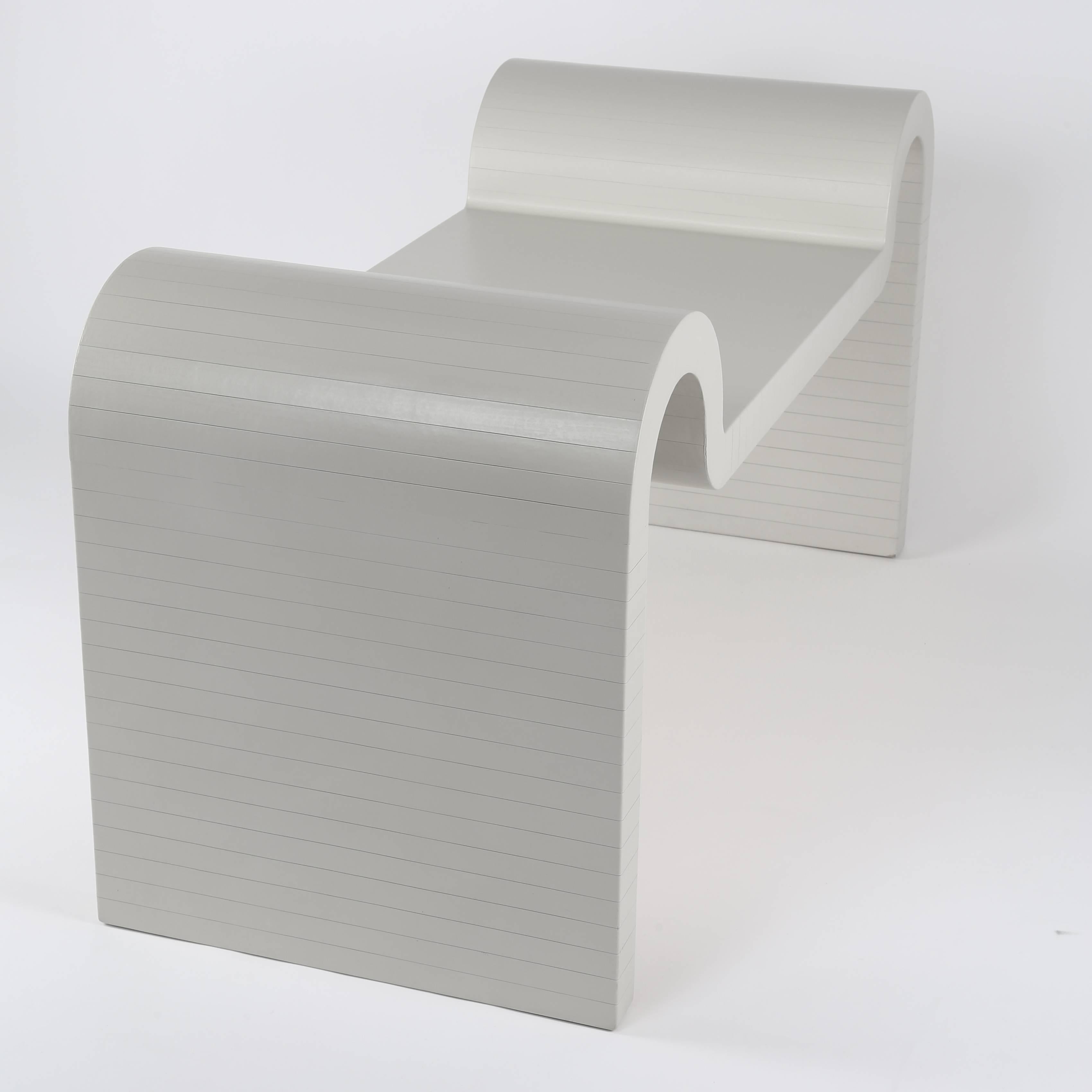 Karl Springer Scored-Leather "Sculpture Bench" at 1stDibs