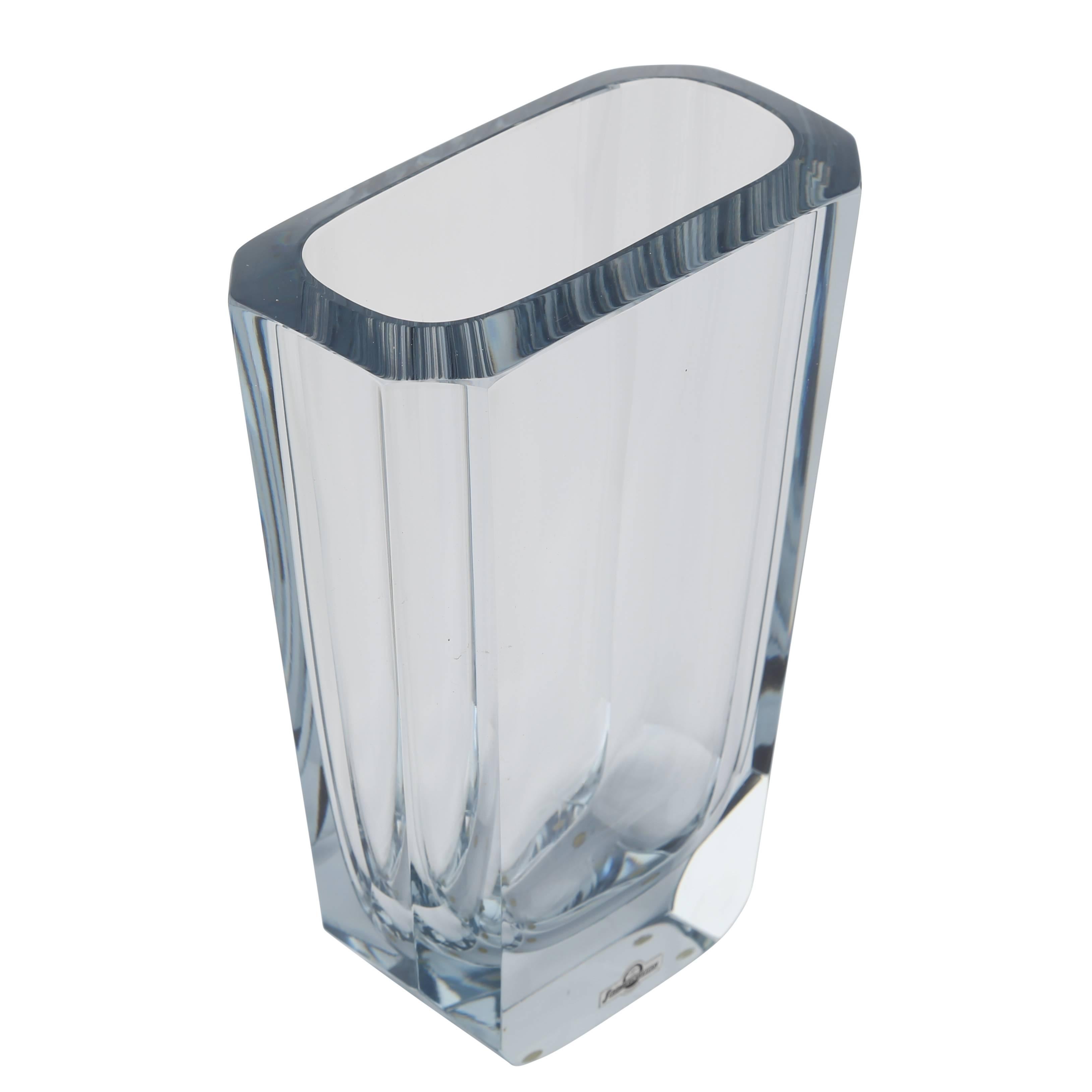 Large Octagonal Strombergshyttan Blown and Cut-Glass Vase, circa 1950s ...