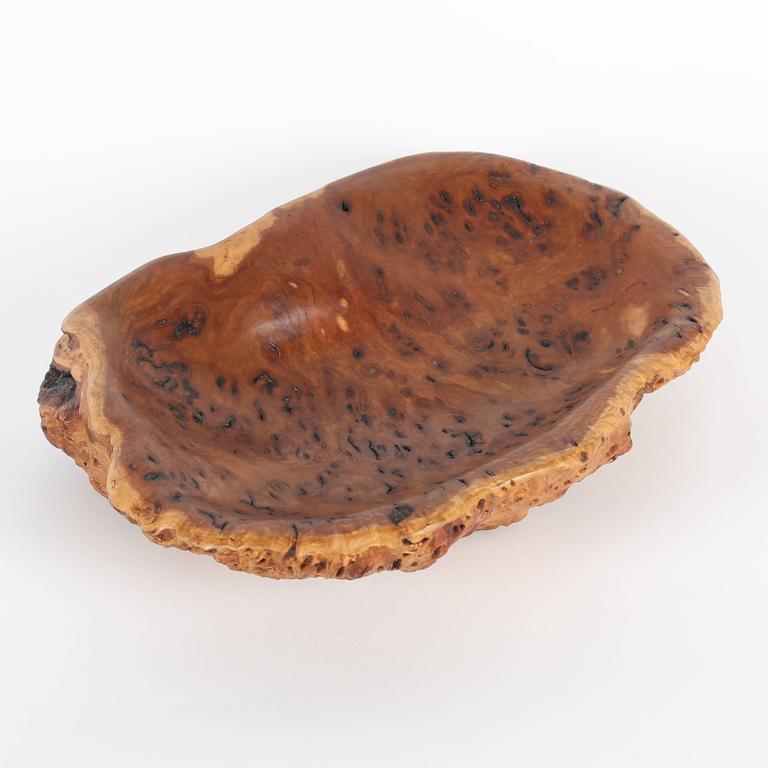 Gorgeous Carved Grey Box Burl Decorative Bowl at 1stDibs