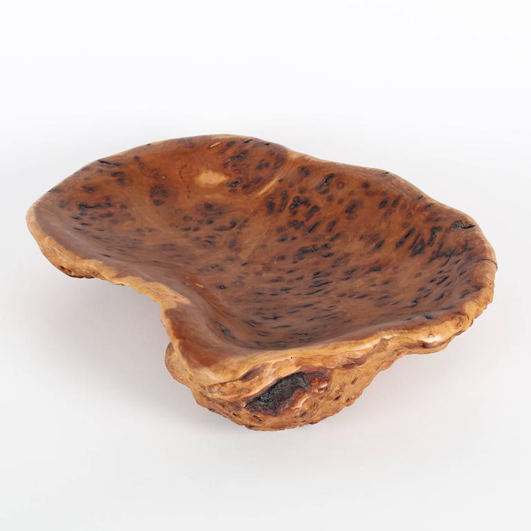 Gorgeous Carved Grey Box Burl Decorative Bowl at 1stDibs
