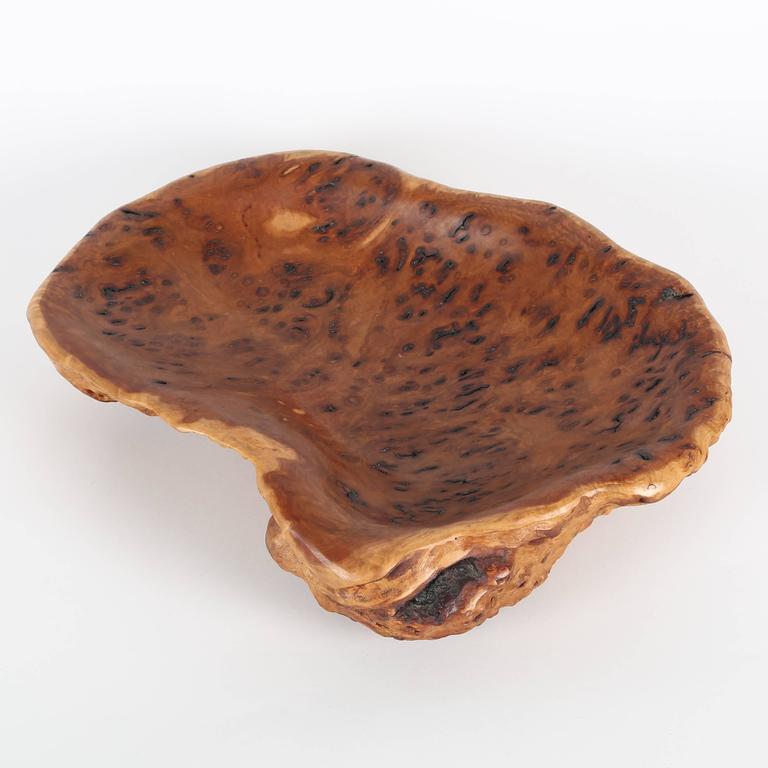 Gorgeous Carved Grey Box Burl Decorative Bowl at 1stDibs