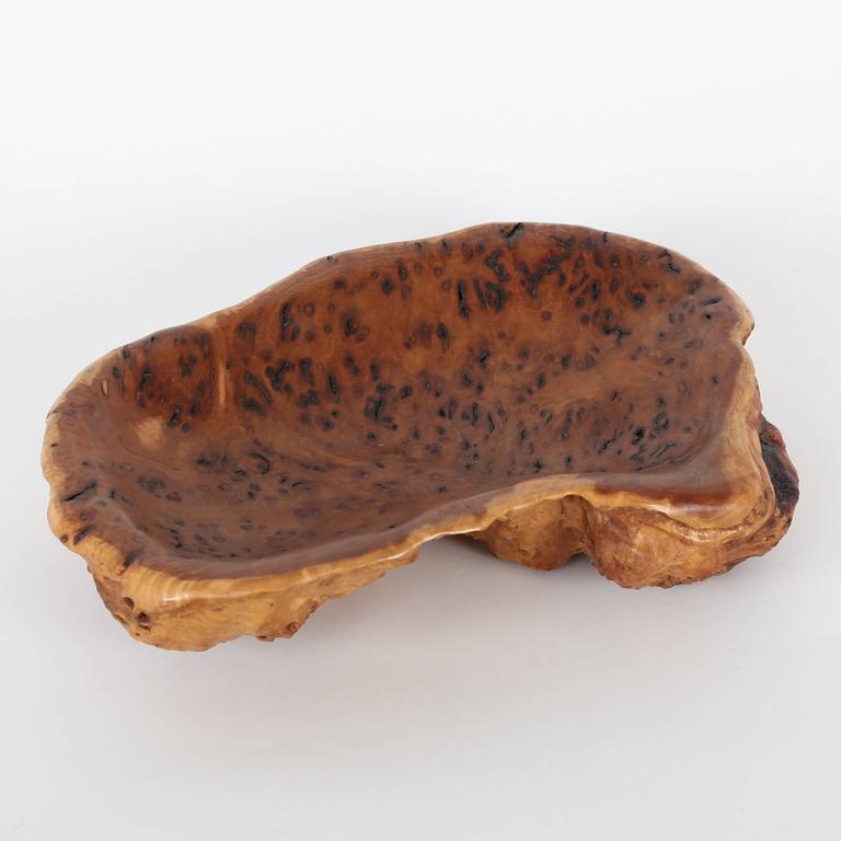 Gorgeous Carved Grey Box Burl Decorative Bowl at 1stDibs
