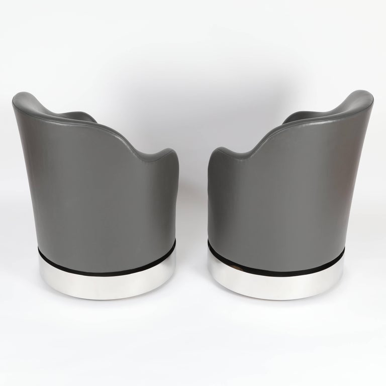 Pair of 1980s Phillip Enfield Tilt and Swivel Barrel Chairs on Casters ...