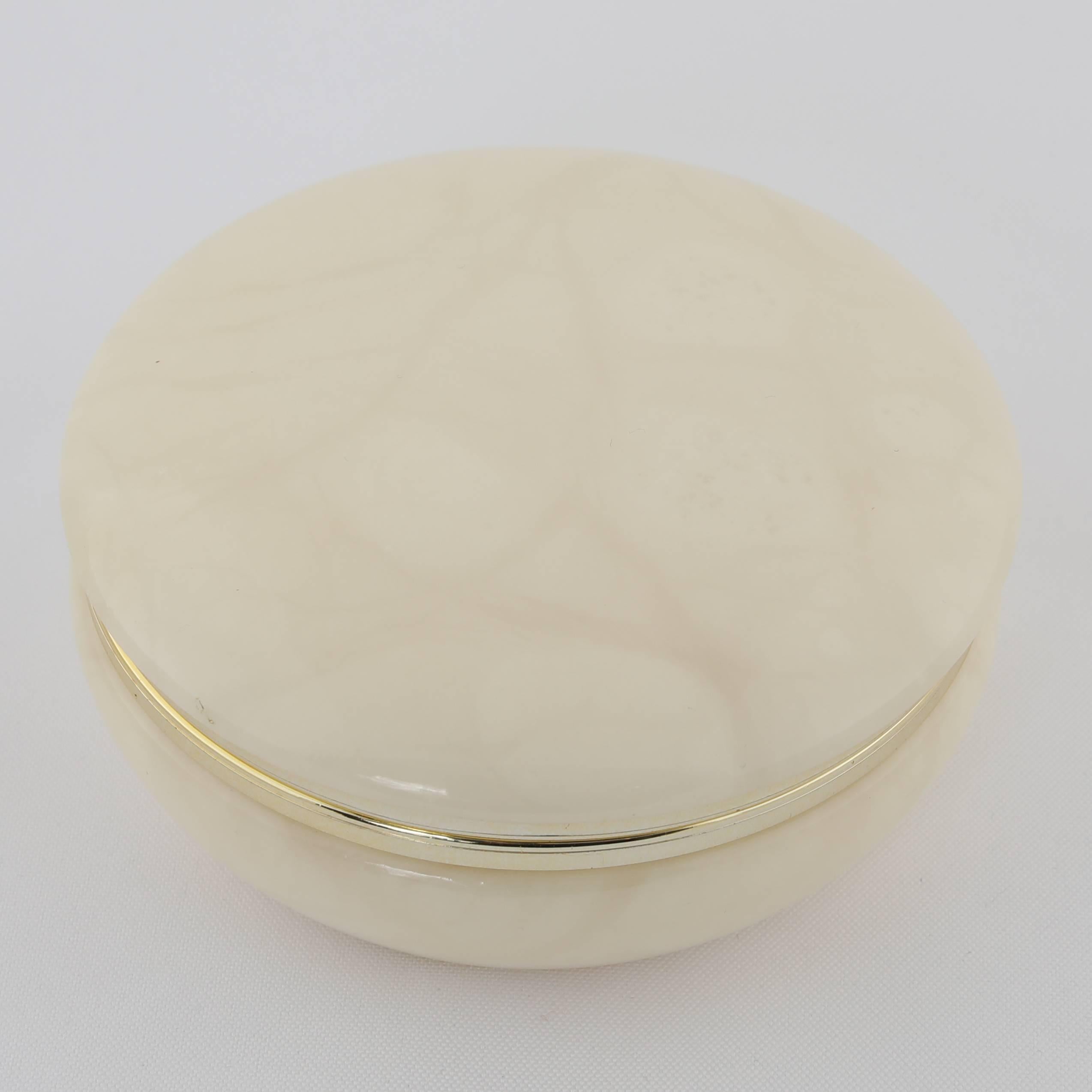 Vintage Italian Hand-Carved Alabaster Box with Brass Trim For Sale at ...