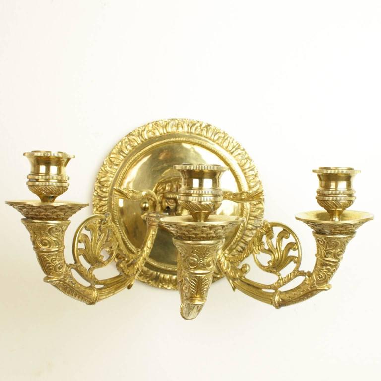Pair of Probably Russian Three-Branch Wall Lights, circa 1900 at 1stDibs