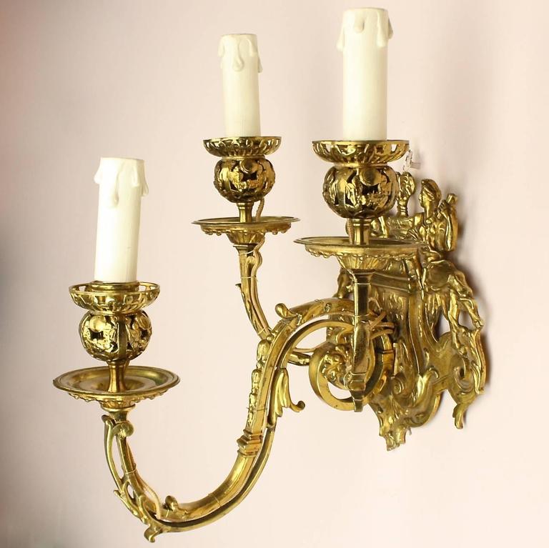 Pair of Baroque Style Bronze Wall Sconce at 1stDibs