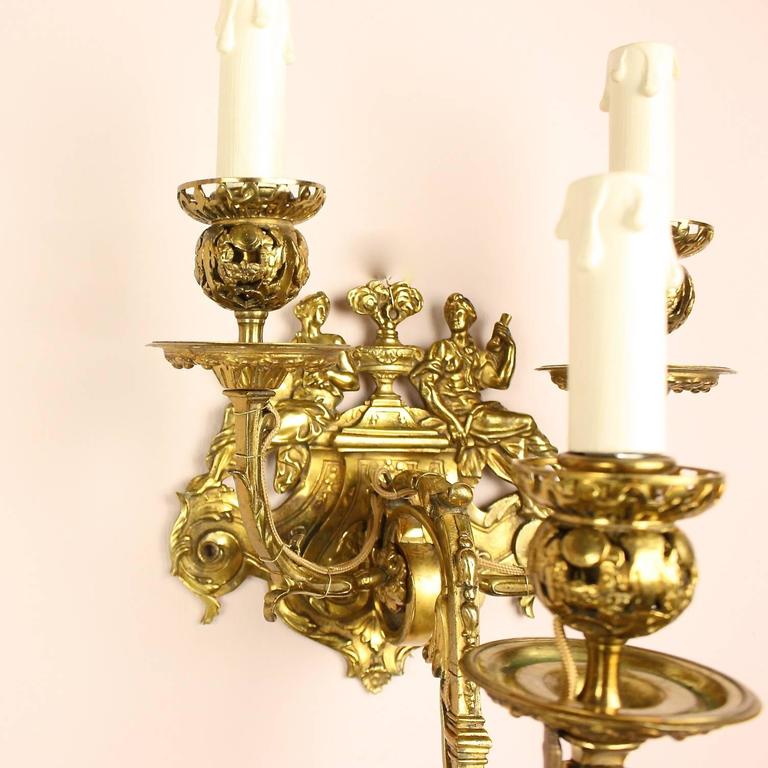 Pair of Baroque Style Bronze Wall Sconce at 1stDibs