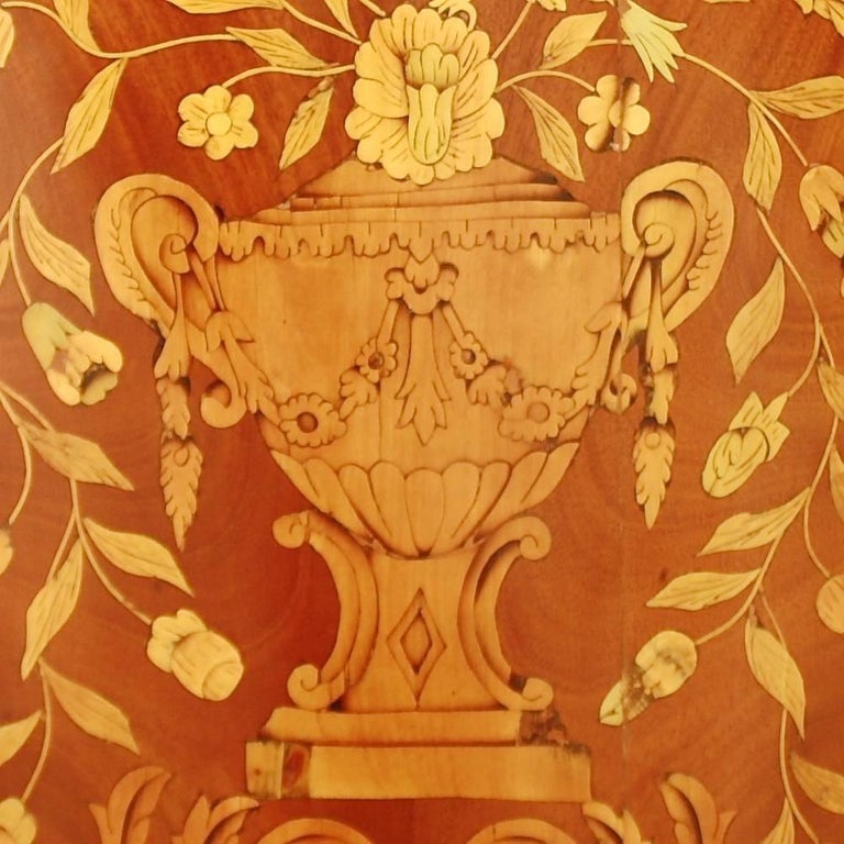 Large Neoclassical Flower Marquetry Bowfront Corner Cupboard at 1stDibs