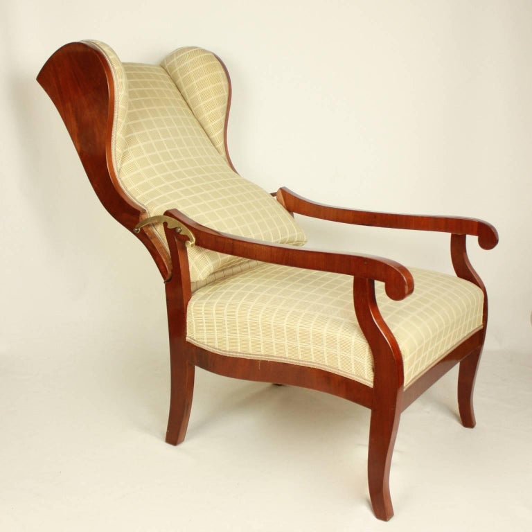 Large Biedermeier Declining Wing Chair, circa 1820 at 1stDibs