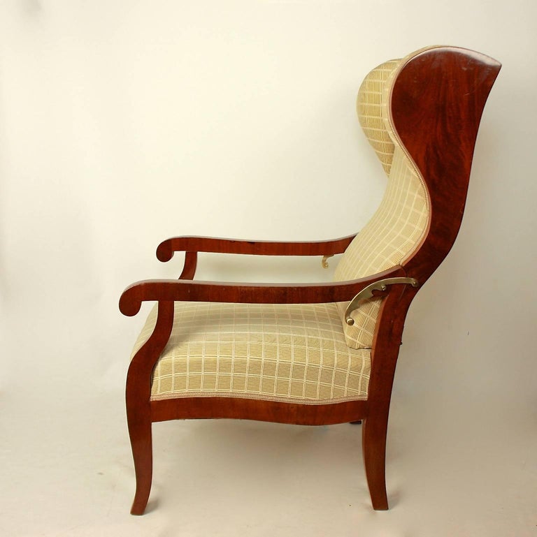 Large Biedermeier Declining Wing Chair, circa 1820 at 1stDibs